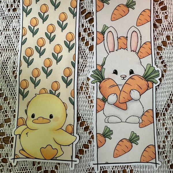 Bunny Rabbit Carrot Bookmarks | Illustrated Bookmarks | Bookmarks ...