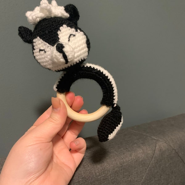 PATTERN ONLY: Skunk Baby Rattle | Skunk Amigurumi Toy | Skunk Toy ...