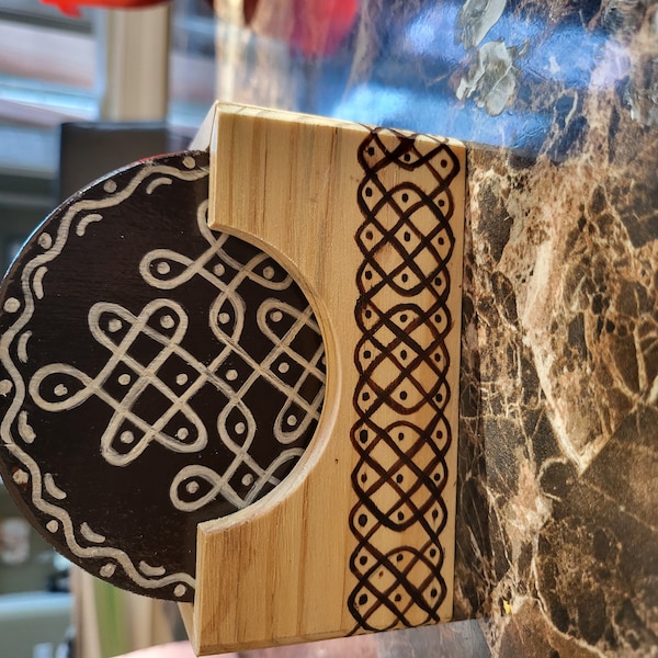 Kolam Wall Hanging- 12" Round Wood- Indian Kolam Designs/ Indian ...