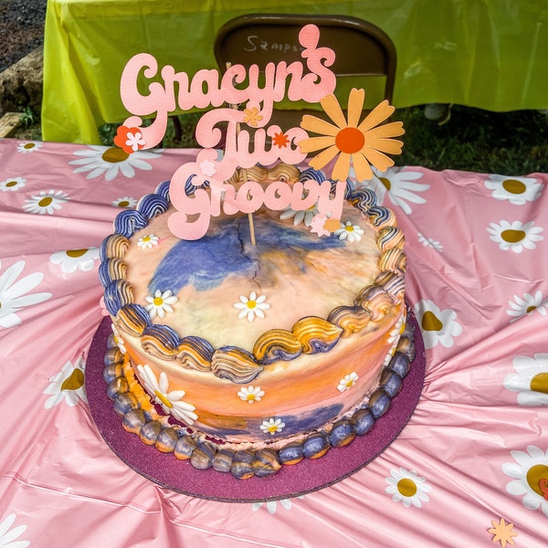 Two Groovy Cake Topper, Groovy Cake Topper, Second Birthday Cake Topper ...