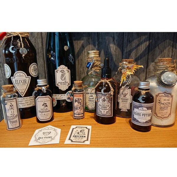 12 Potion Stickers, Apothecary Labels, Halloween Stickers, Witchcraft ...