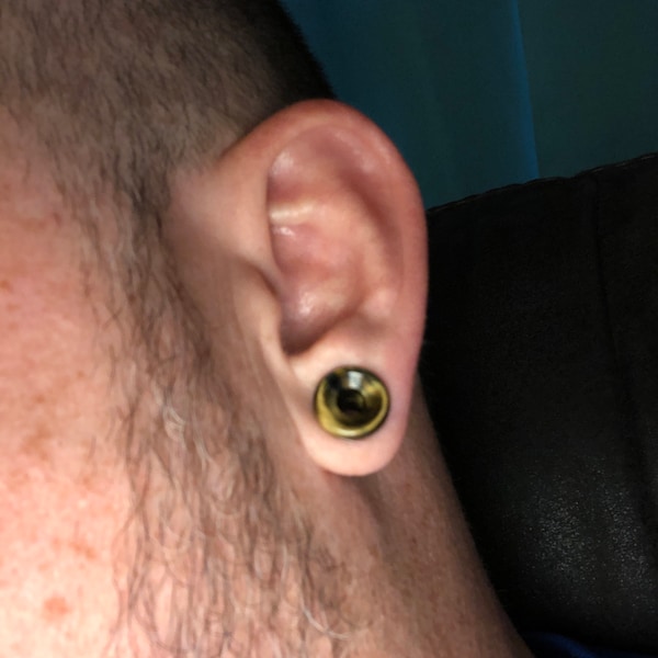 Stone Tunnel Plugs Gauges - Blue Tiger Eye Stone Tunnels - Double Flare ...