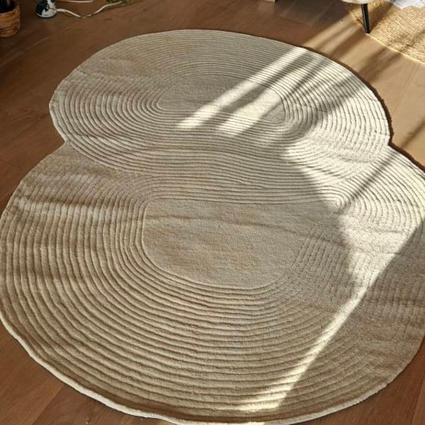 Solid Rug Bean Shaped Kidney Shaped Hand Tufted Large Area Rug Ivory ...