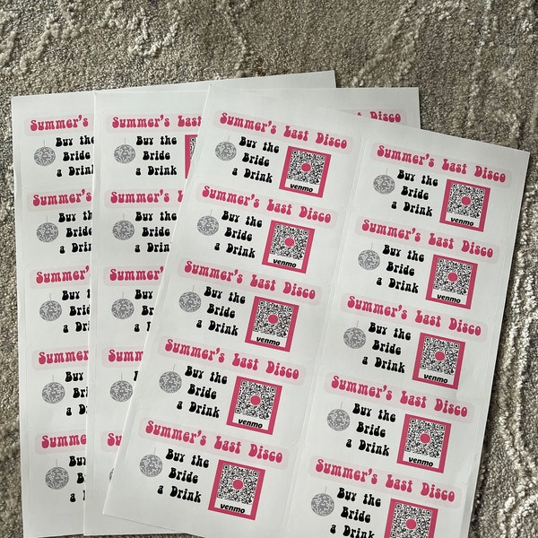 Venmo QR Code Stickers / Cash App QR Code for Bachelorette Party or ...