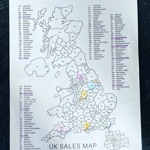 UK Sales Map, Business Postcode Sales Map, Colour in Map, Etsy Sales ...