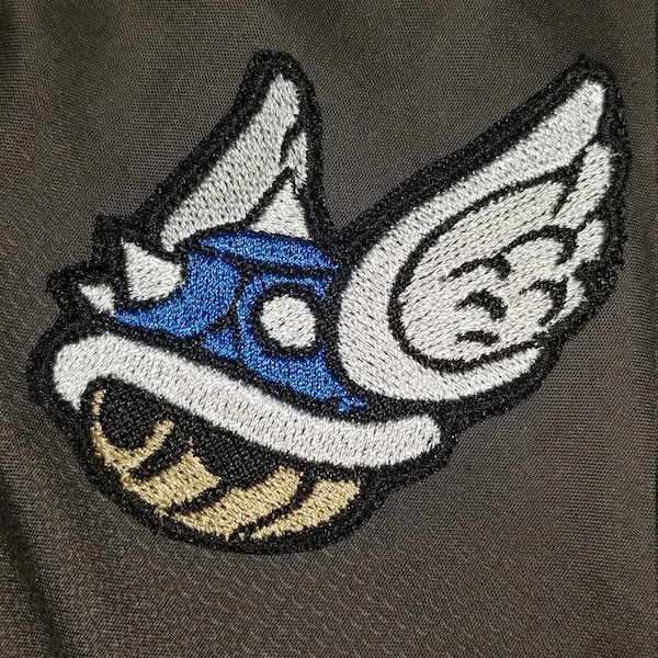 Blue Shell - Mario Kart - Iron on Patch - Shiny Metallic Embroidered ...