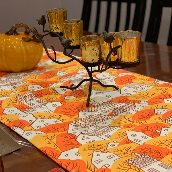 Fall Trend Table Runner|houses With Fall Trees Table Runner|autumn Home ...