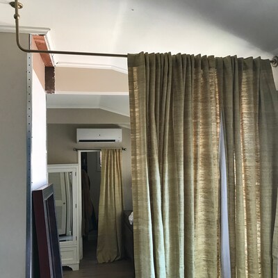 L Shaped Corner Shower Curtain Rod for Bathroom, Fitting and Dressing ...