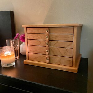 Handcrafted Cherry Jewelry Box 3 Drawers | Etsy