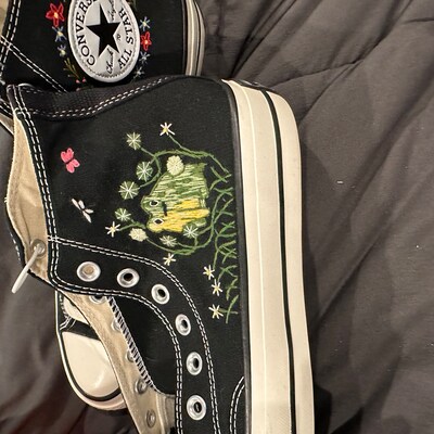 Blue Butterfly Floral Embroidery Converse Cottagecore Natural - Etsy