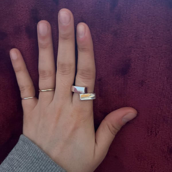 925 Sterling Silver Adjustable Ring | Hammered Ring | Textured Ring | Statement Bold Ring ...