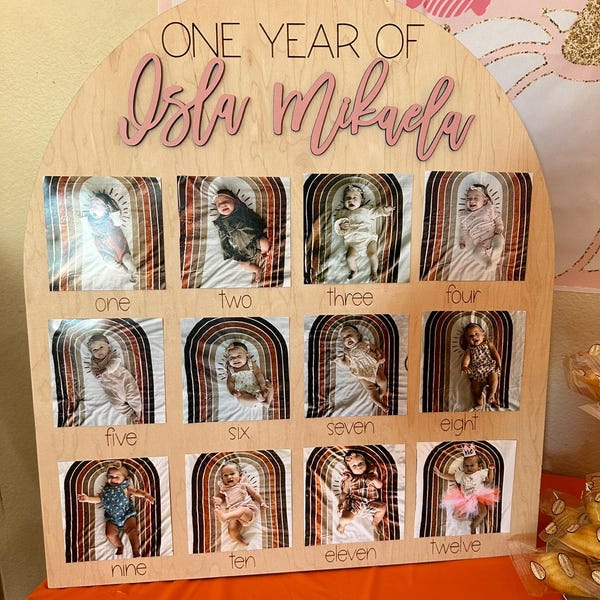 My First Year One Year of Photo Board Wooden Milestone Board 1st ...