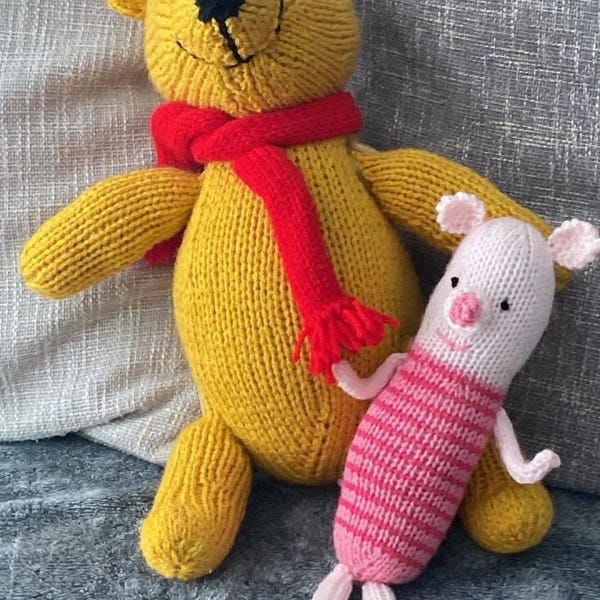 Pooh Bear and Piglet Knitting Patterns for Soft Toys - Classic Handmade ...