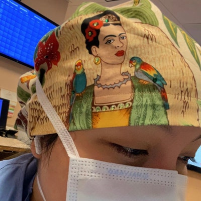 Skeleton Skull Modern Surgical Scrub Cap With Buttons Nurse - Etsy