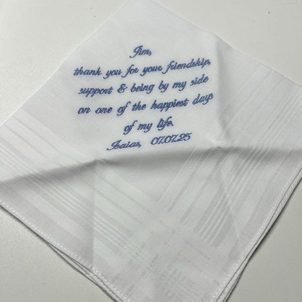 Handwritten Custom Keepsake Handkerchief, Message Memento Personalized ...