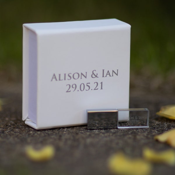 Custom USB Box Wedding Flash Drive Box, Crystal USB Stick Personalized ...