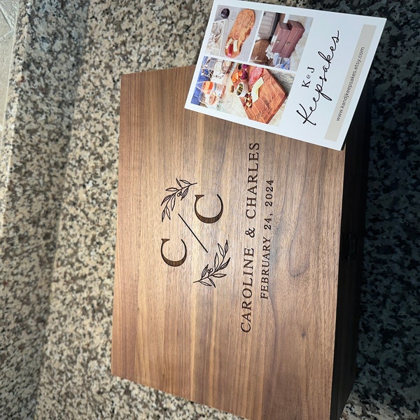 Personalized Walnut Keepsake Box, Wedding Memory Box, Jewelry Photo Box ...