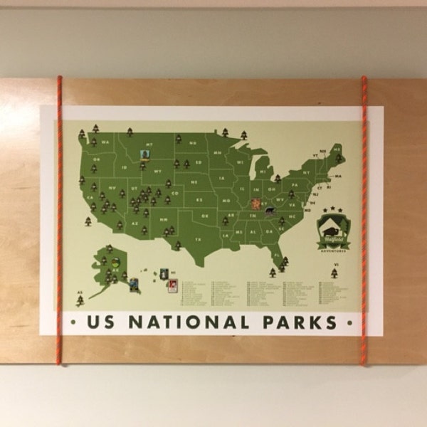 National Park Map, Outdoor Explorer Gift, Hiking Art Print, Explorer ...