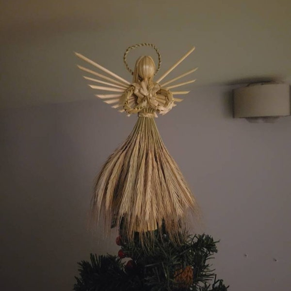 Christmas Topper Praying Angel. Straw Ornaments. Handmade Holiday ...