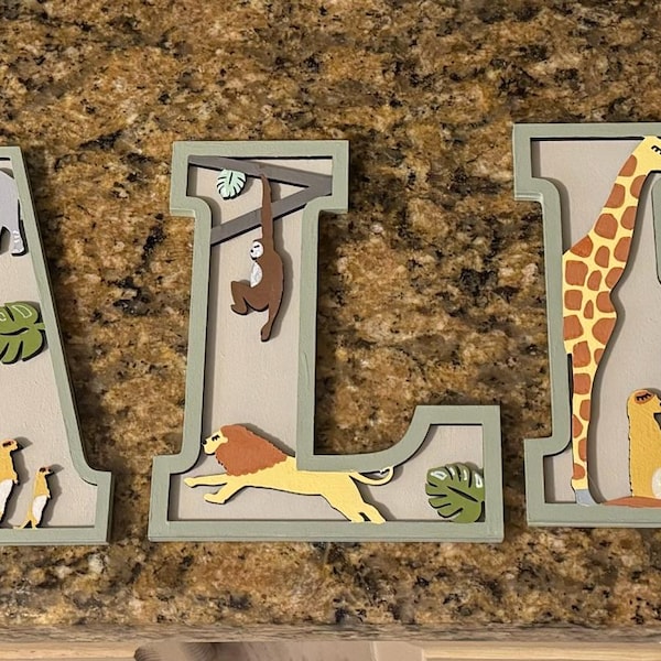 Personalised Safari Kidsroom Wall Signs: Jungle Animals Decoration Kids ...