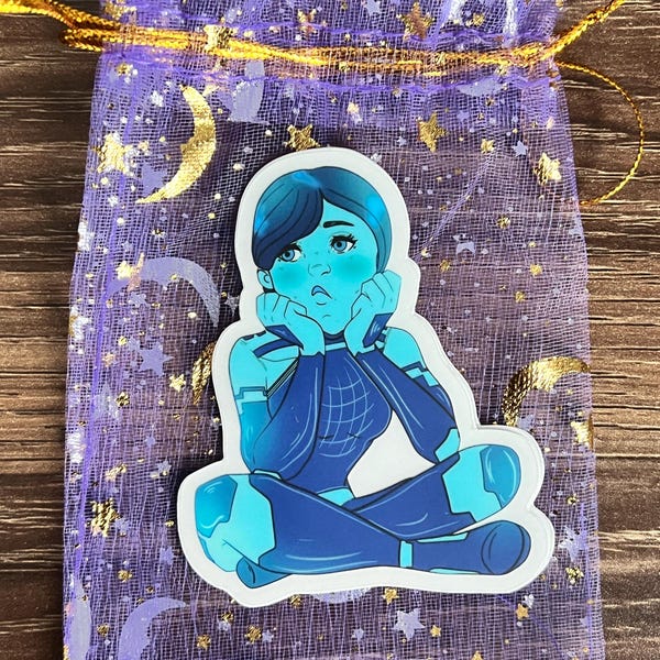 Smol Blue Gal Sticker - Etsy
