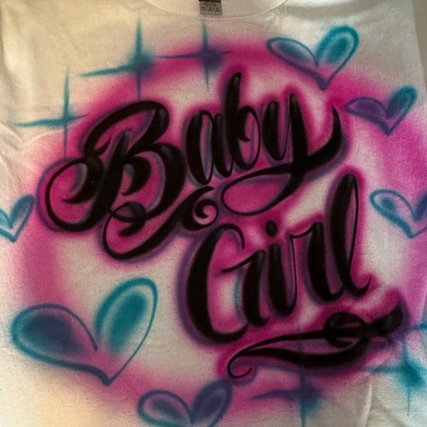Airbrush T Shirt Script Hearts Name - Etsy