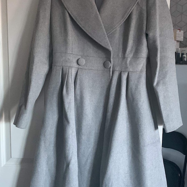 Wool Princess Coat, Dress Coat, 1950s Vintage Inspired Swing Coat, Long ...