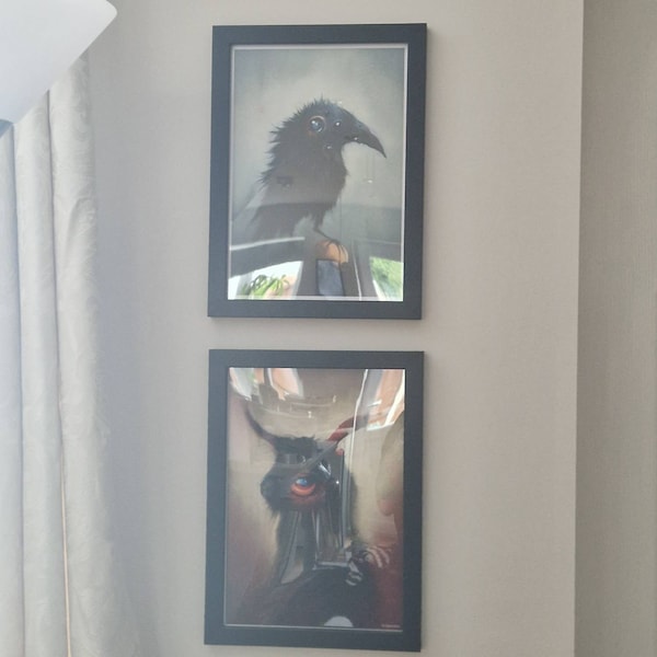 Creepy Crow Artwork Print on A4 - Corvid Horror Art With 6 Eyes - Etsy