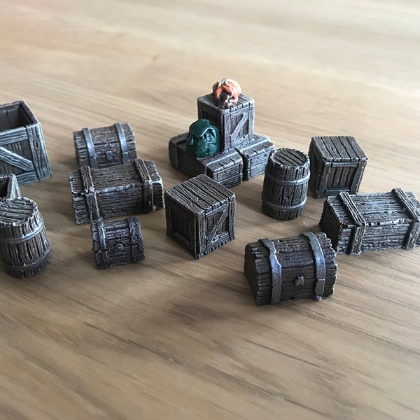 Dungeons and Dragons Accessories Crates, Barels and Chests for Tabletop ...