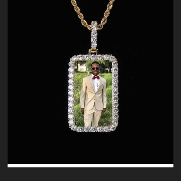 Custom Made Photo Rectangle Necklace & Pendant With Choice of Chains ...