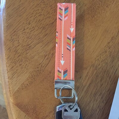 Geometric Fabric, Wristlet Keychain, Polka Dot Key Fob, Vegan Key Strap ...