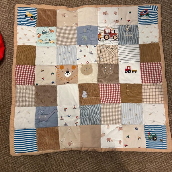 Bespoke Memory Blanket – Handmade Patchwork Quilt From Baby Clothes – Custom Keepsake Gift ...