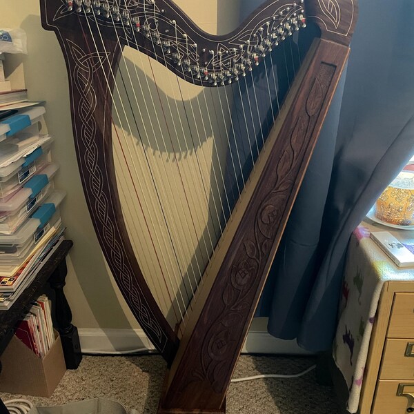 Gothic Harp 19 String, French Gothic Harp, Medieval Harp Handmade, Incl ...