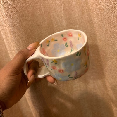 Tulip Garden Heart Shaped Mug - Etsy UK