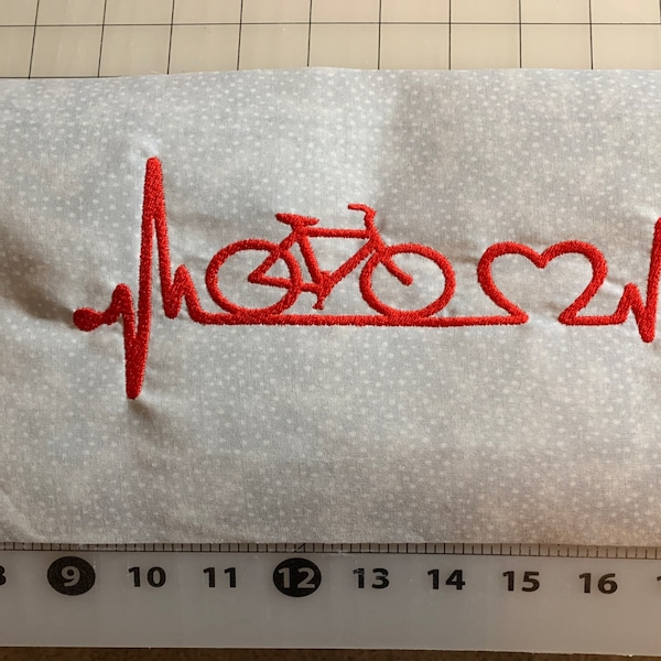 Bicycle Life Line Embroidery-bike Ekg-heartbeat Design-love Bike ...