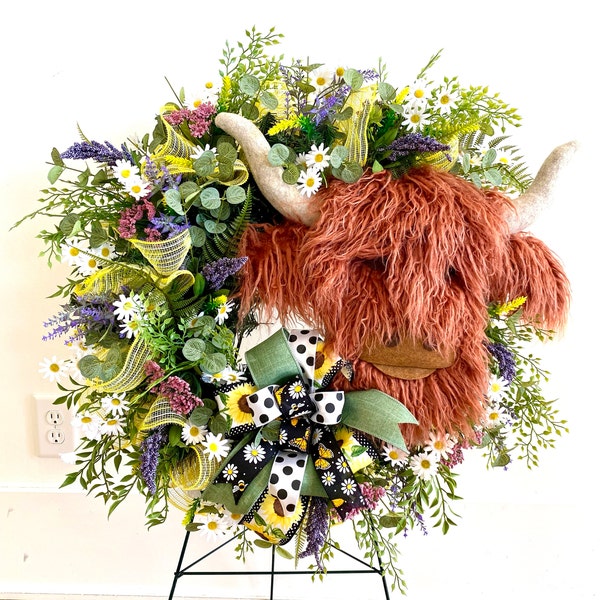 Highland Cow Wreath Attachment, Highland Cow for Your Door, Cow Wall ...