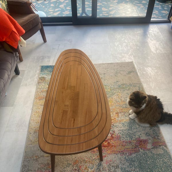 Wooden Oval Coffee Table Side Table, Rustic Mid Century Center Table ...