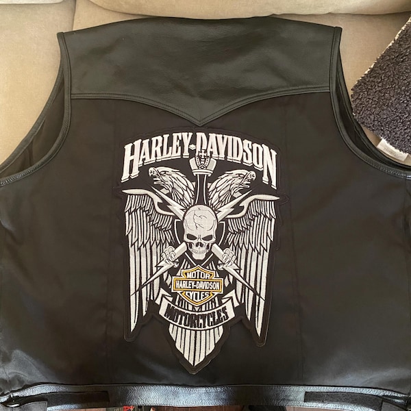 Harley Davidson WINGS SKULL Large Back Patch for Custom Biker Vest - Etsy