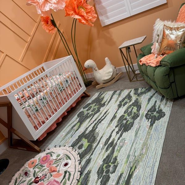 Pink Psychedelic Area Rug, Abstract Animal Print, Green Dopamine Home ...