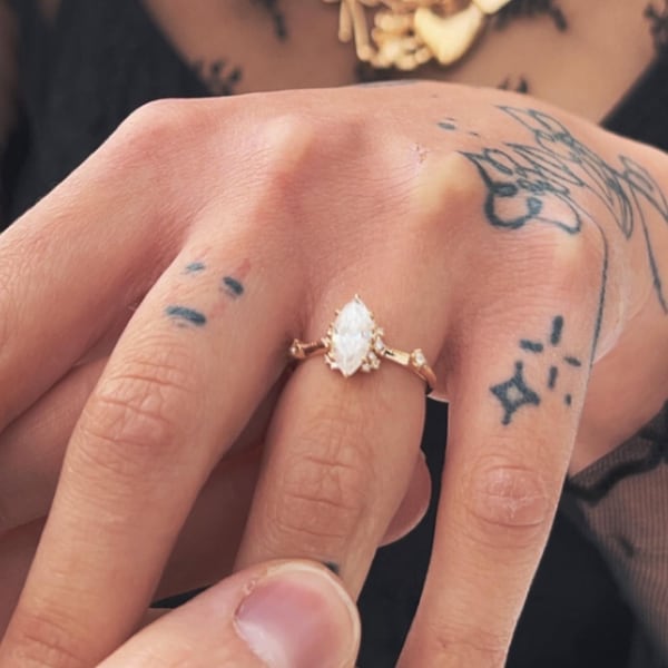 Simple Engagement Ring, Art Carved Wedding Bands, Unique Small Diamond ...