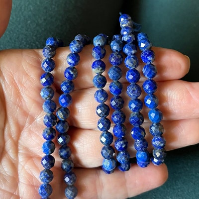 Micro Faceted Natural Blue Lapis 2mm 3mm 4mm 5mm 6mm Round Beads 15.5 ...