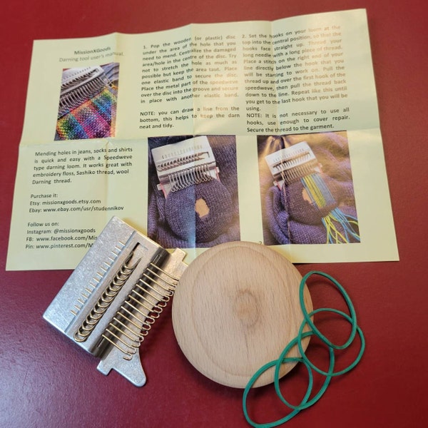 Speedweve Type,small Loom, Darning Tool With Plastic Disc (10 Hooks) - Etsy