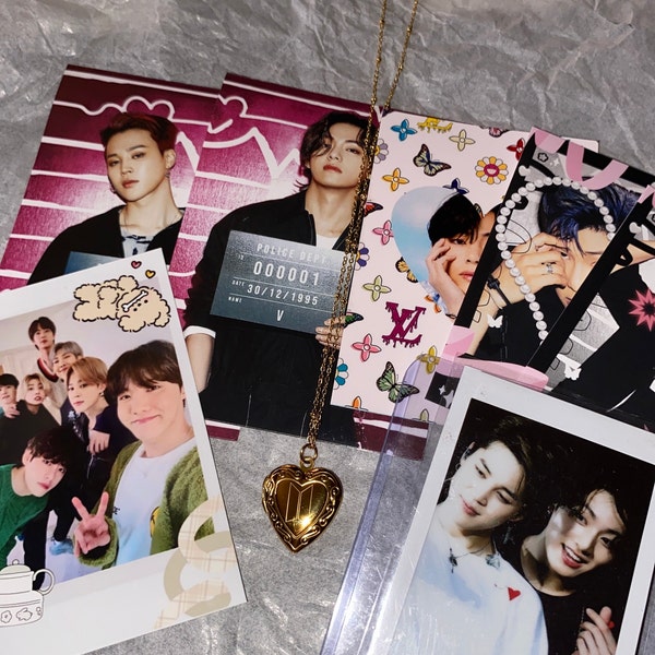 BTS Heart Locket Necklace - Luxury Jewelry - Photo Locket - Shine ...