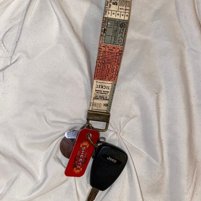 Vintage Ticket Key Fob Wrist Lanyard Key Fob Wristlet Wristlet Keychain ...