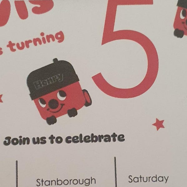 Personalised Henry Hoover Birthday Party Invitation Download Child ...