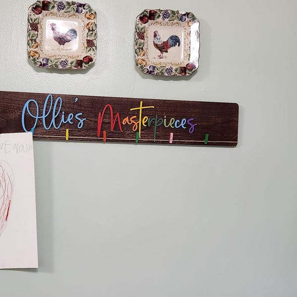Personalized Kids Art Display: 3D Laser-cut Wood Sign With Clips - Etsy