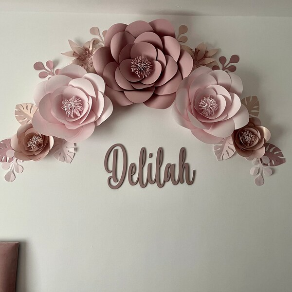 Initial Letter Paper Flower Set Wall Decal Paper Flower Nursery ...