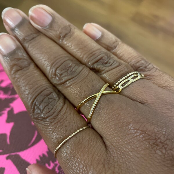 Pave X Ring by Caitlynminimalist • Criss Cross Diamond Ring • Eternity ...