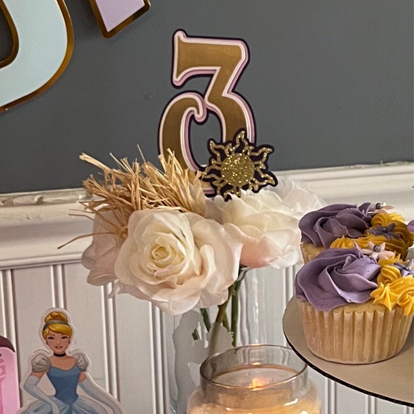 Tangled Number Age Cake Topper - Rapunzel Birthday Party- Tangled Party ...