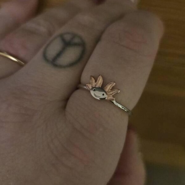 Tiny Axolotl Ring in Sterling Silver, Adjustable Size, Cute Axolotl ...